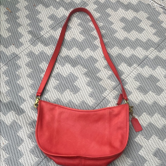 Coach | Bags | Vintage Coach Vibrant Red Leather Shoulder Bag | Poshmark